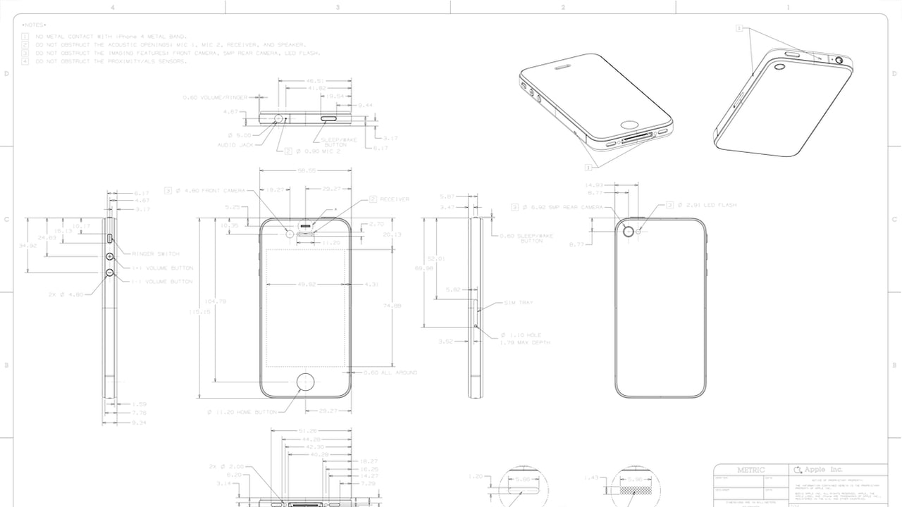 iPhone 4 CAD Drawings Overlayed Onto Images of the Phone - iClarified