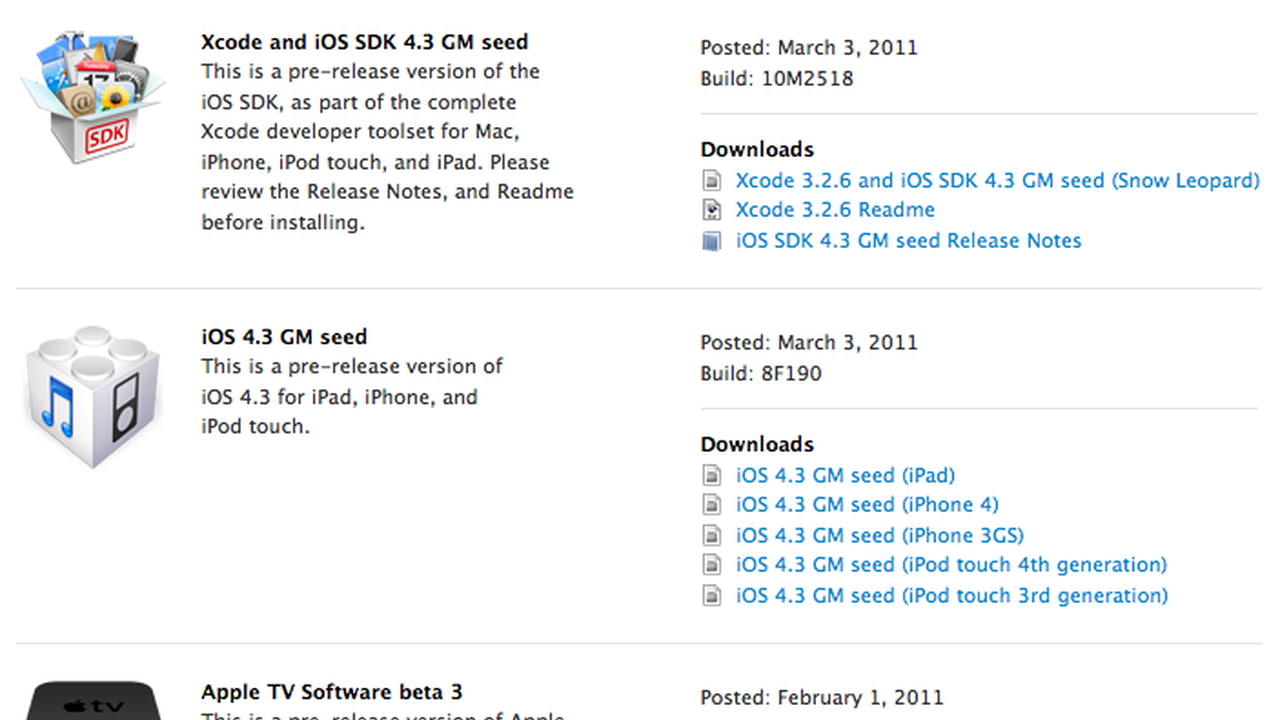 Apple Posts iOS 4.3 GM Seed for Developers to Download - iClarified