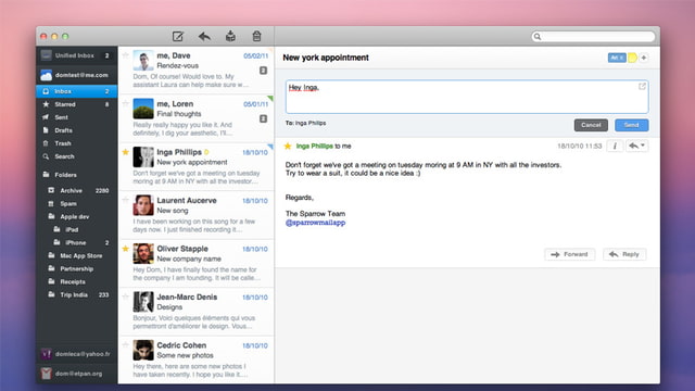 Sparrow Email Client Gets New Conversation View and Quick Reply Design ...