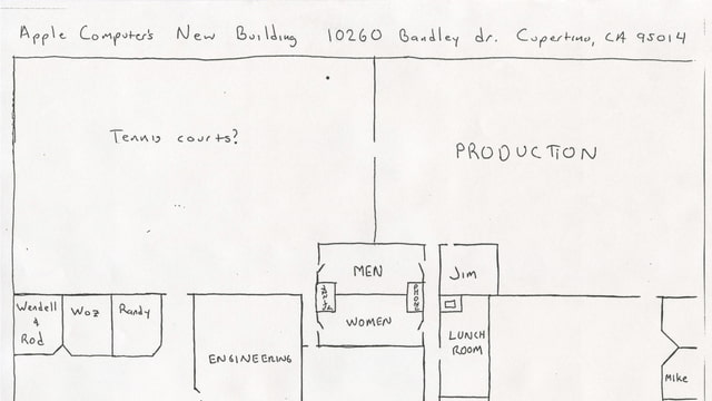 Hand Drawn Floor Plan of Apple's Headquarters in 1978 - iClarified