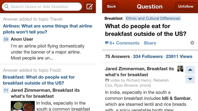 Quora App Gets Updated With iPhone 5 Support, New UI - iClarified