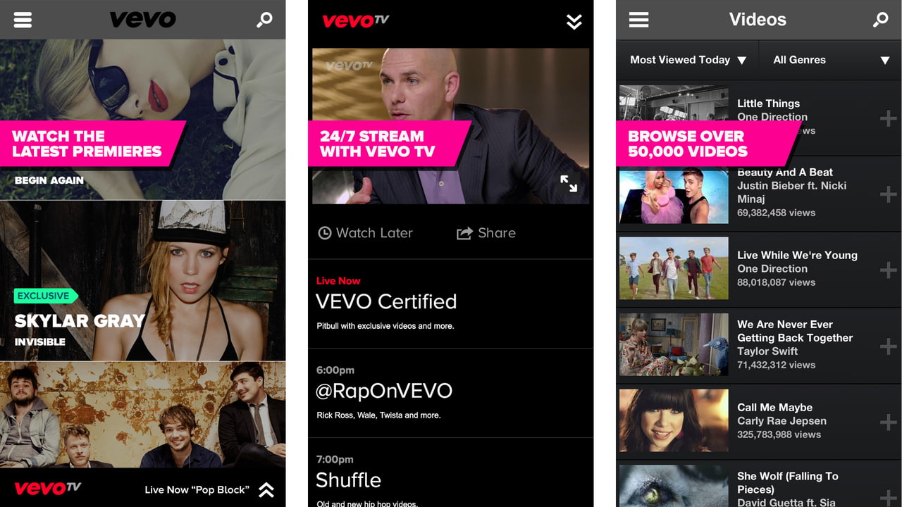 VEVO App Gets 'VEVO TV' a 24/7 Stream of Music Videos - iClarified
