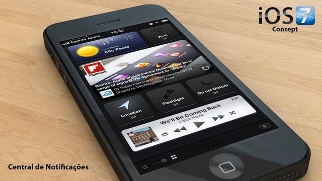 iOS 7 Concept Features New Notification Center, Custom Lock Screen ...