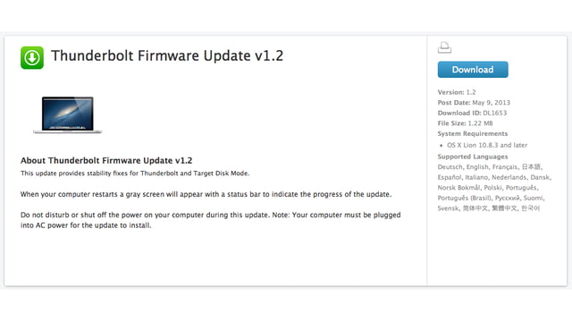 Apple Releases Thunderbolt Firmware Update v1.2 - iClarified