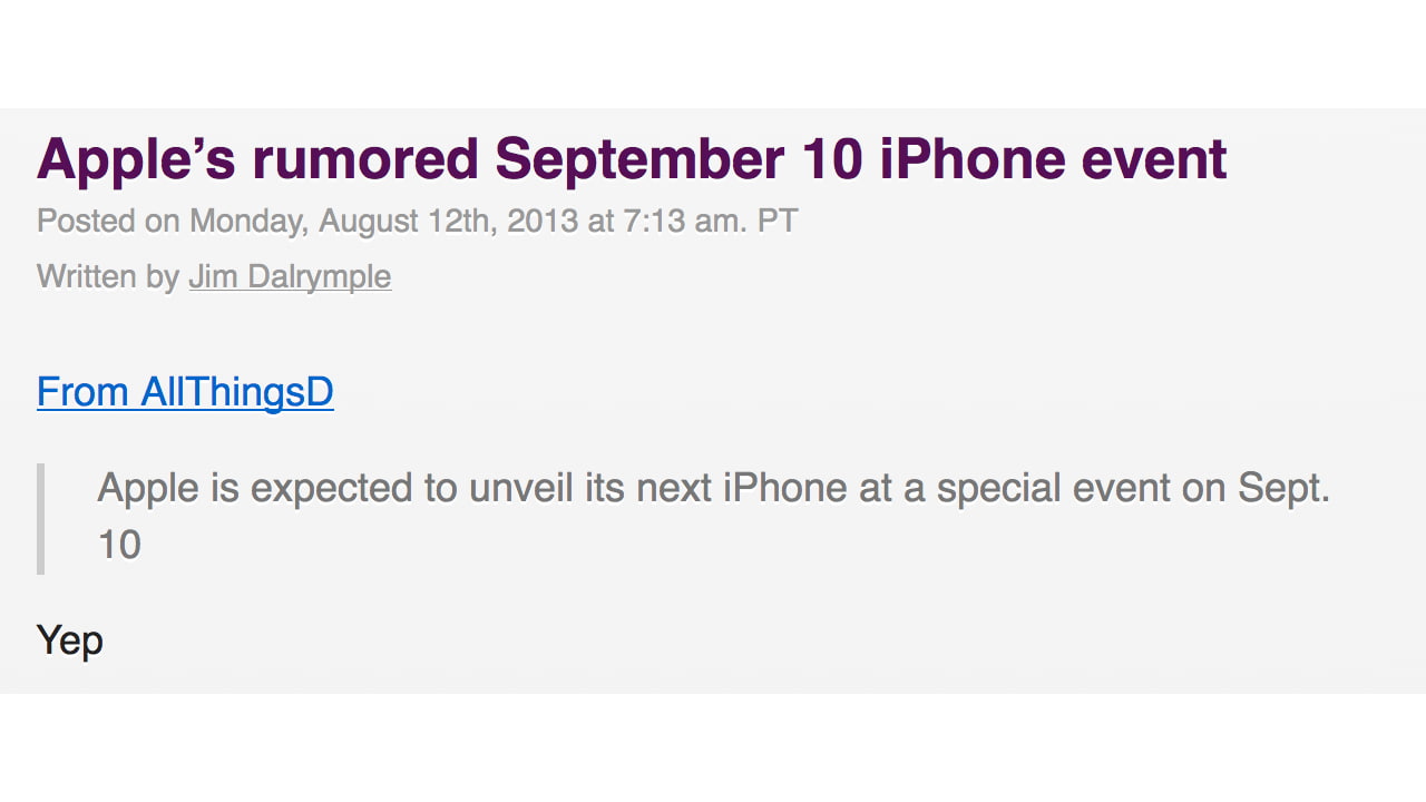 The Loop's Jim Dalrymple Confirms Apple's September 10 iPhone Event ...