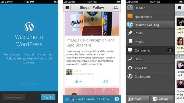 WordPress App Gets New Native Reader, New Account System - iClarified