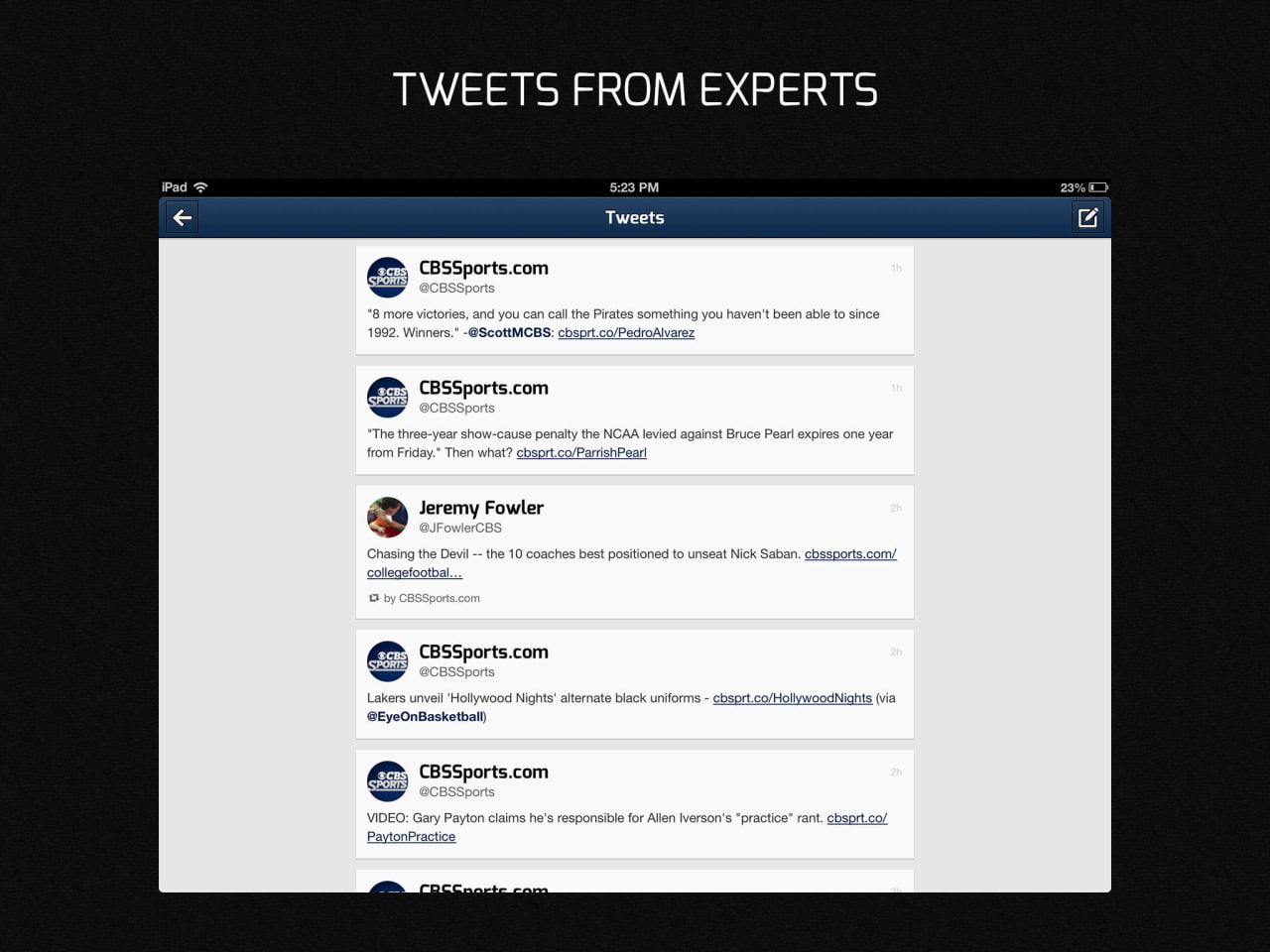 CBS Sports App Gets Football GameTracker, Power Rankings, Stat Leaders ...