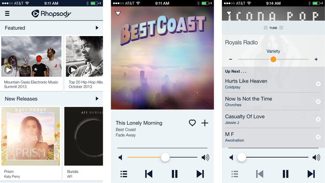 Rhapsody App Gets Swipe to Reveal Menu, Ability to Play and Shuffle ...