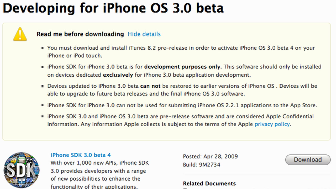 iPhone 3.0 Beta 4 and iTunes 8.2 Now Available to Developers - iClarified
