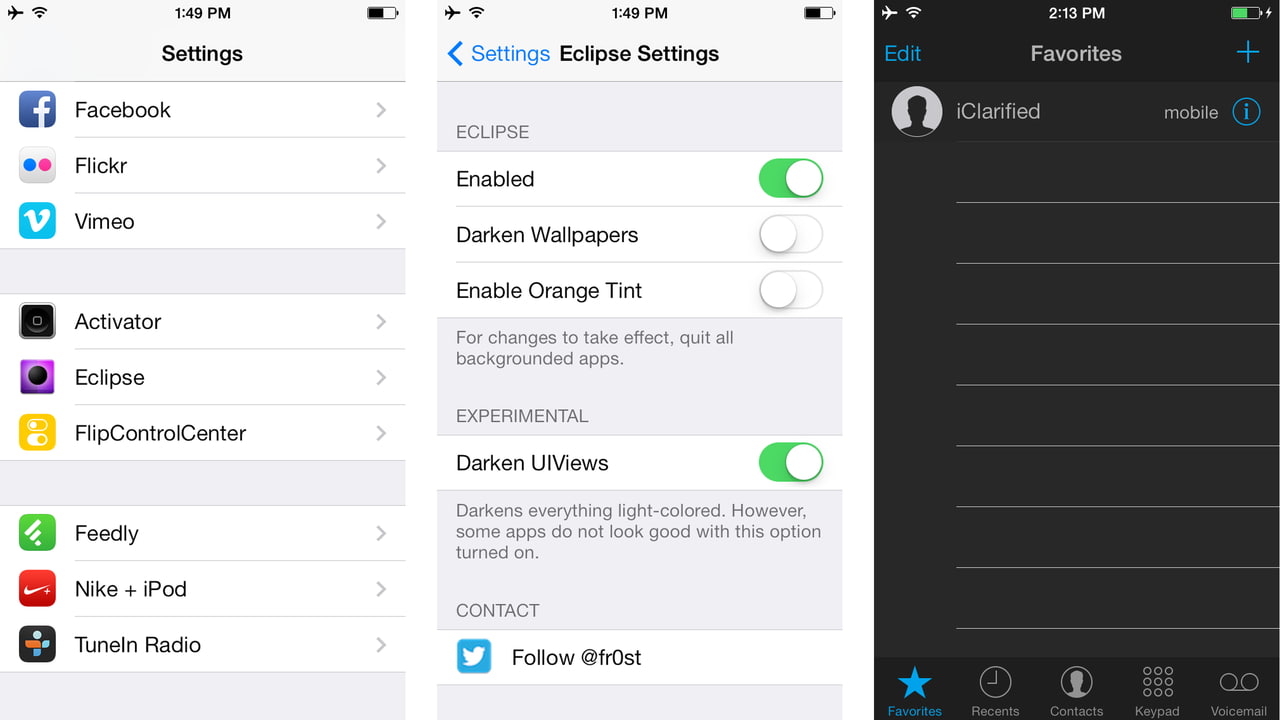 Eclipse Brings System-Wide Night Mode to iOS 7 [Images] - iClarified