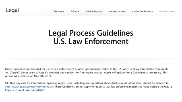 Apple Publishes New Legal Process Guidelines for U.S. Law Enforcement ...