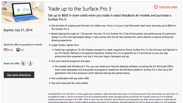 Microsoft Offers $650 to Users Who Trade-In MacBook Air for Surface Pro ...
