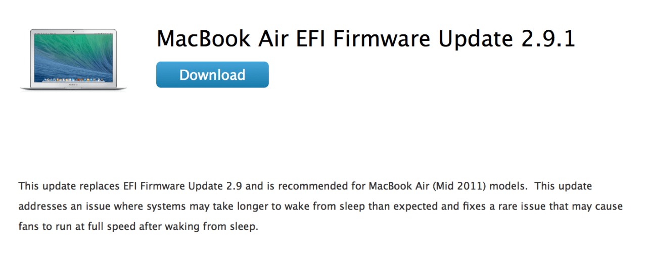 Apple Releases MacBook Air EFI Firmware Update 2.9.1 - iClarified