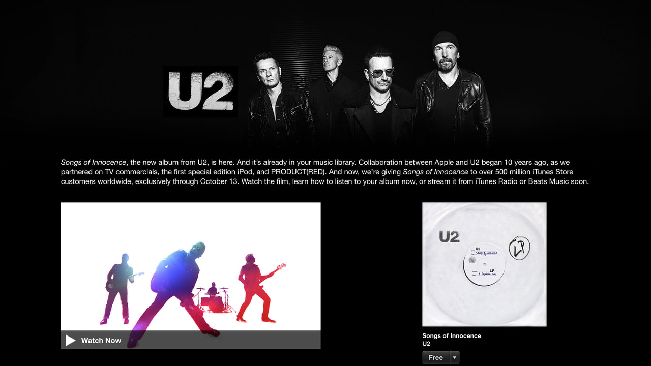 Apple Announces 81 Million Users 'Experienced' U2's Album 'Songs of ...