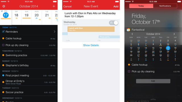Fantastical 2 for iOS Gets Today Widget, App Extension, Interactive ...