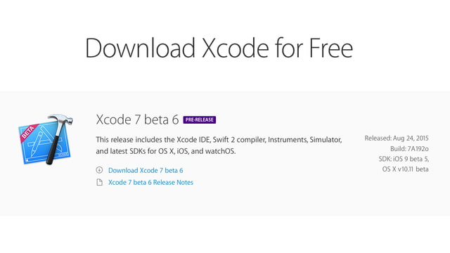 Apple Releases Xcode 7 Beta 6 to Developers - iClarified