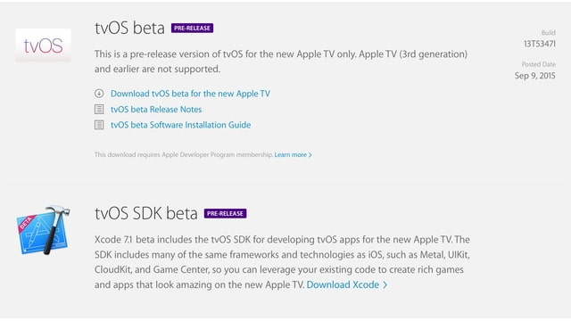 Apple Posts tvOS Beta, tvOS SDK Beta, and Parallax Previewer for Developer Download - iClarified