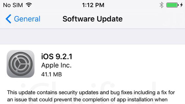 Apple Releases iOS 9.2.1 for iPhone, iPad, iPod Touch - iClarified