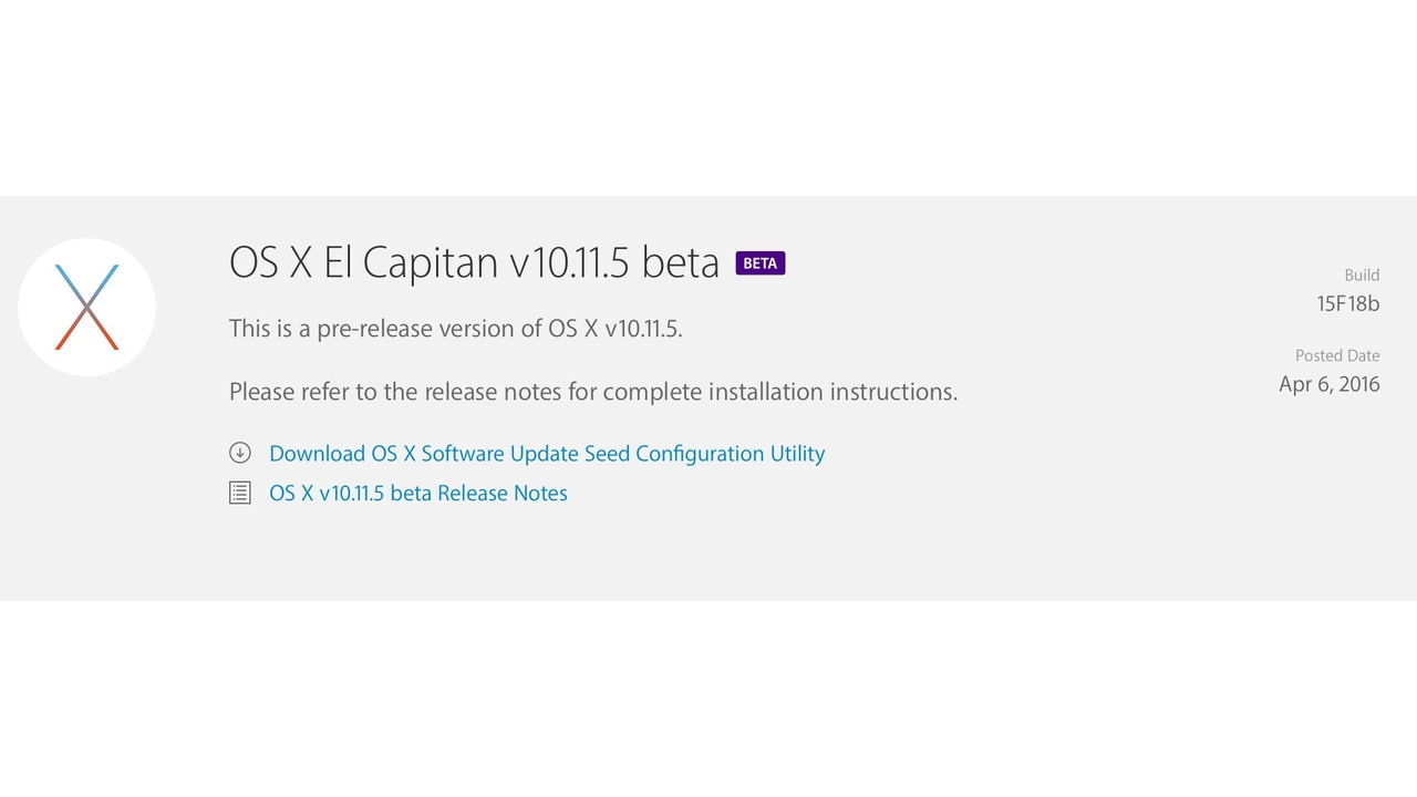 Apple Releases Betas of OS X 10.11.5, tvOS 9.2.1, watchOS 2.2.1 ...