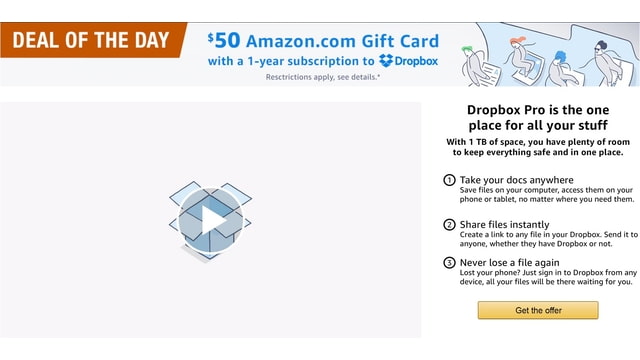 Get a Free $50 Amazon Gift Card When You Buy a Year of Dropbox Pro for ...