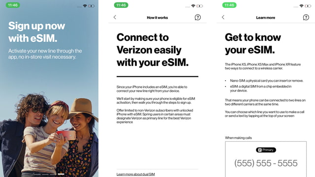 Verizon Launches eSIM Support for iPhone XS, XS Max, XR - iClarified