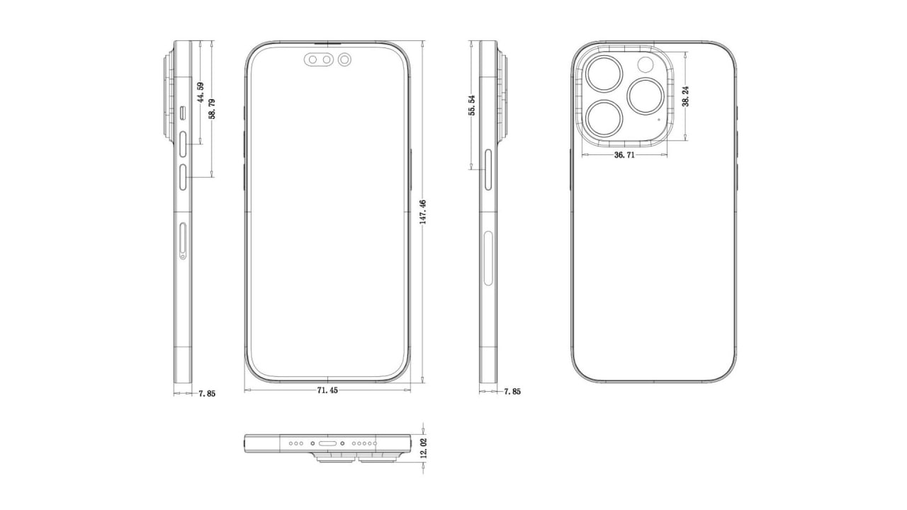Alleged iPhone 14 and iPhone 14 Pro Schematics Reveal Dimensions ...