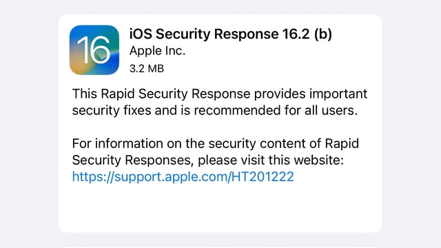 Apple Releases Second 'Rapid Security Response' for iOS 16.2 Beta ...