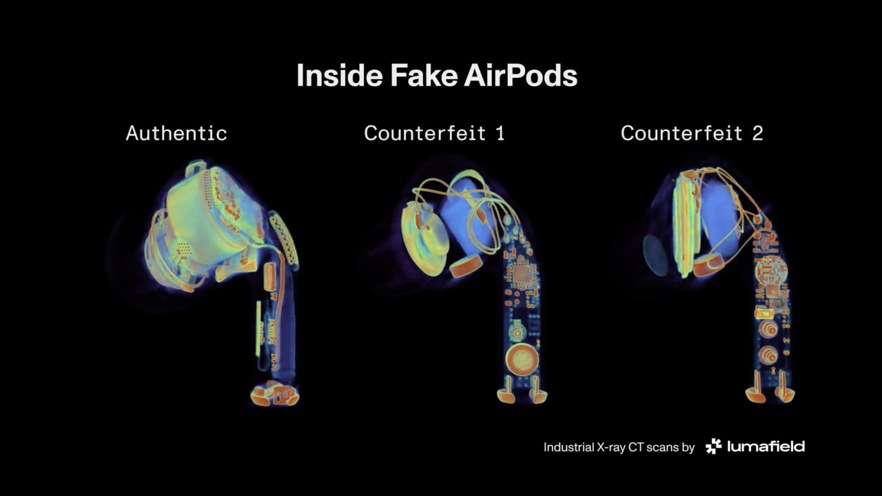 Industrial CT Scans Reveal Differences Between Real and Fake AirPods ...