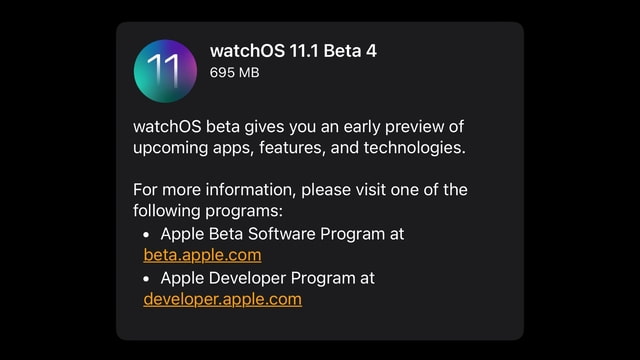 Apple Seeds watchOS 11.1 Beta 4 to Developers [Download] - iClarified