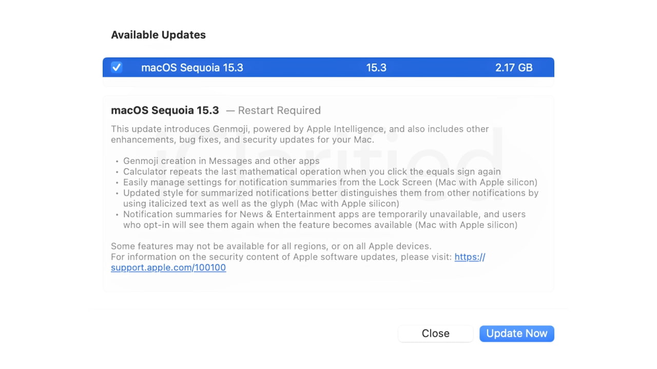 Apple Officially Releases macOS Sequoia 15.3 With Genmoji [Download ...