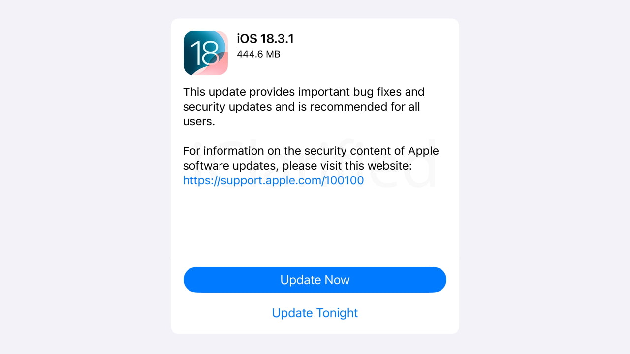 Apple Officially Releases iOS 18.3.1 and iPadOS 18.3.1 [Download] - iClarified