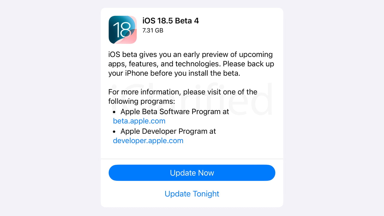 Apple Releases iOS 18.5 Beta 4 and iPadOS 18.5 Beta 4 [Download] - iClarified