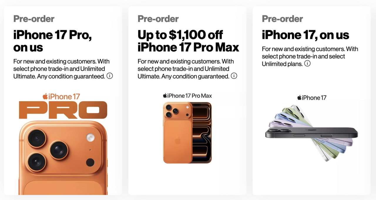 Up to $1,100 Off iPhone 17 Pre-Orders With AT&T, Verizon, and T-Mobile - iClarified