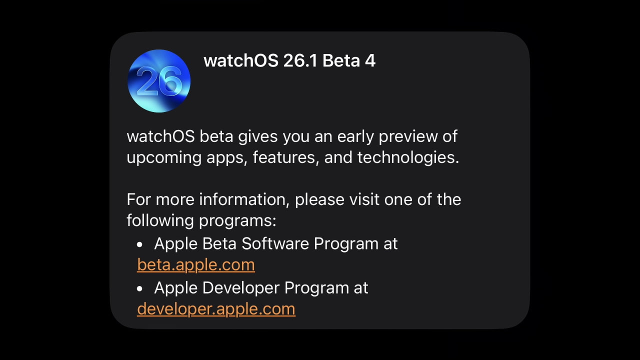 Apple Seeds Fourth Betas of watchOS 26.1, tvOS 26.1, visionOS 26.1 ...